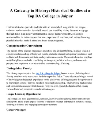 A Gateway to History Historical Studies at a Top BA College in Jaipur.pdf