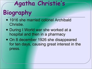 Agatha Christie | PPT | Fiction | Books and Literature