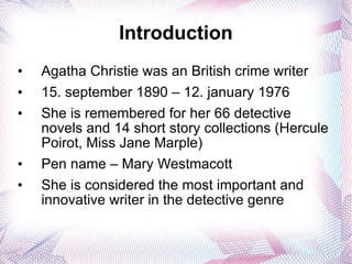 Agatha Christie | PPT | Fiction | Books and Literature