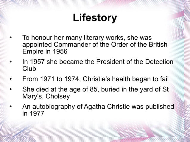 Agatha Christie | PPT | Fiction | Books and Literature