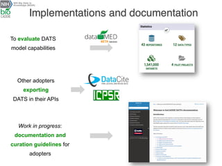 The DATS model: datasets descriptions for data discovery in DataMed | PPT
