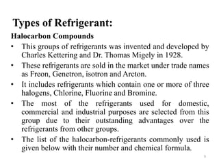 Refrigerants used in Refrigeration System | PPTX