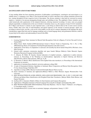 A REVIEW OF APPLICATIONS OF THEORY OF COMPUTATION AND AUTOMATA TO MUSIC | PDF