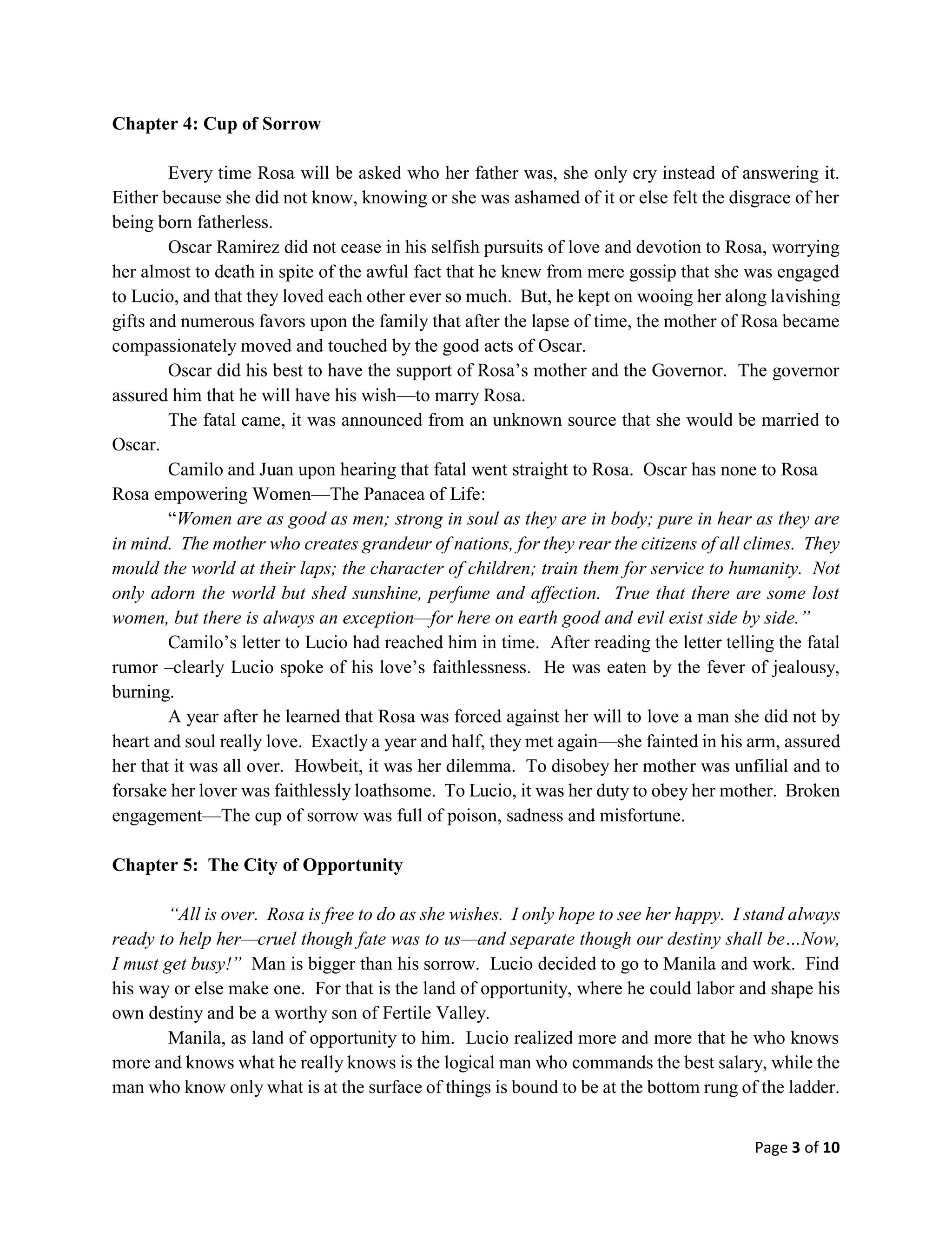 novel analysis: a child of sorrow | PDF