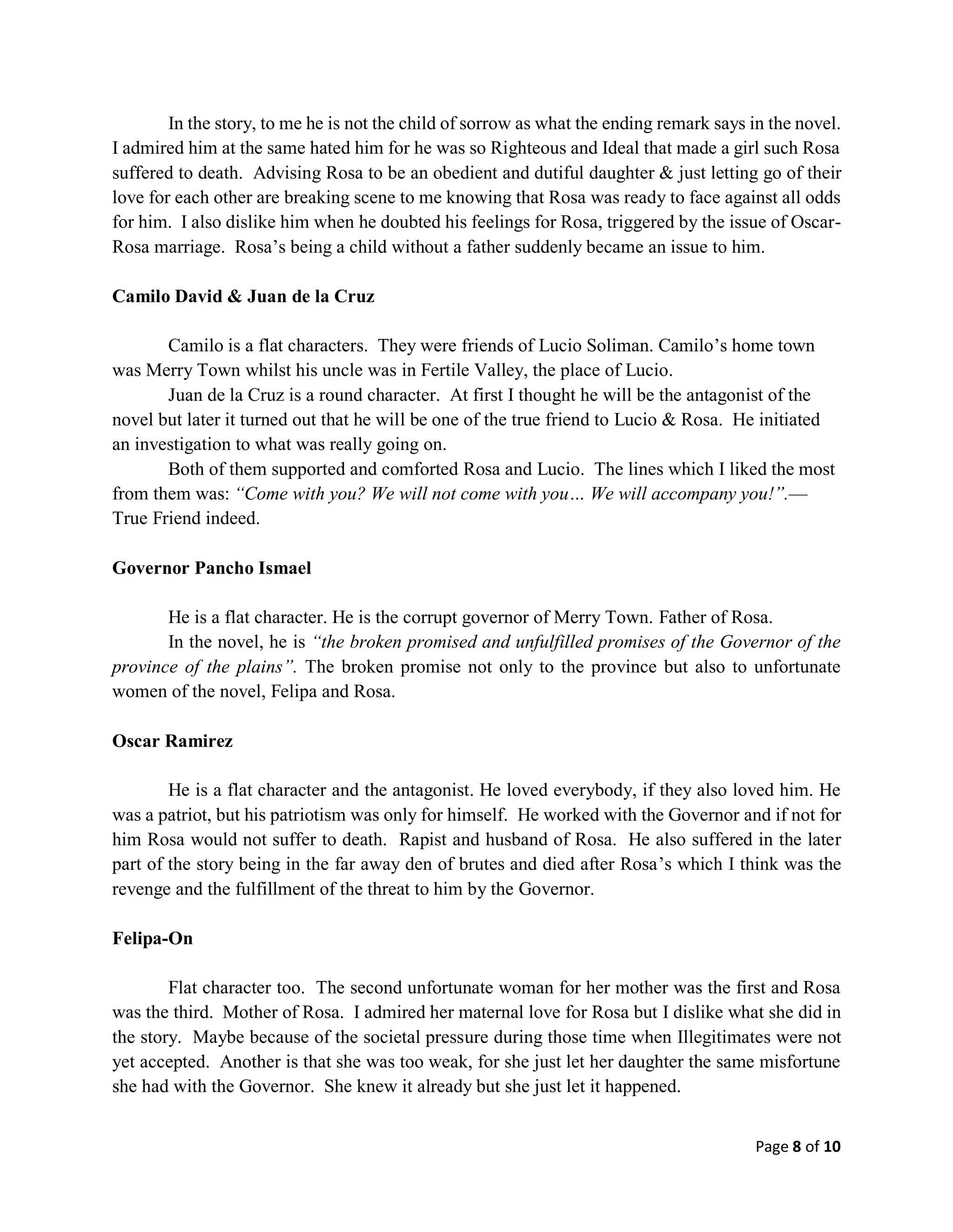 novel analysis: a child of sorrow | PDF