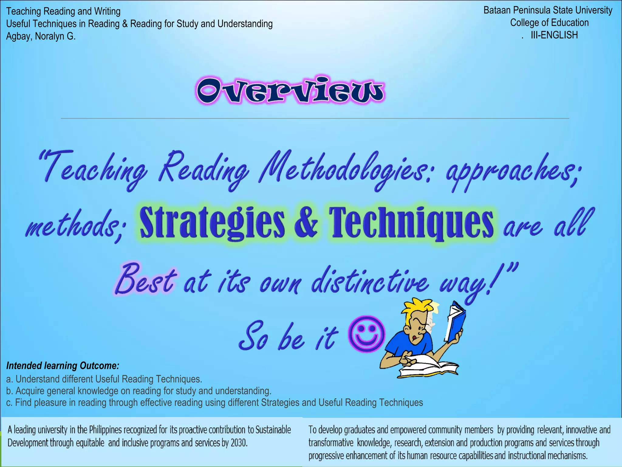 Useful Reading Techniques and Reading for Study and Understanding | PPT