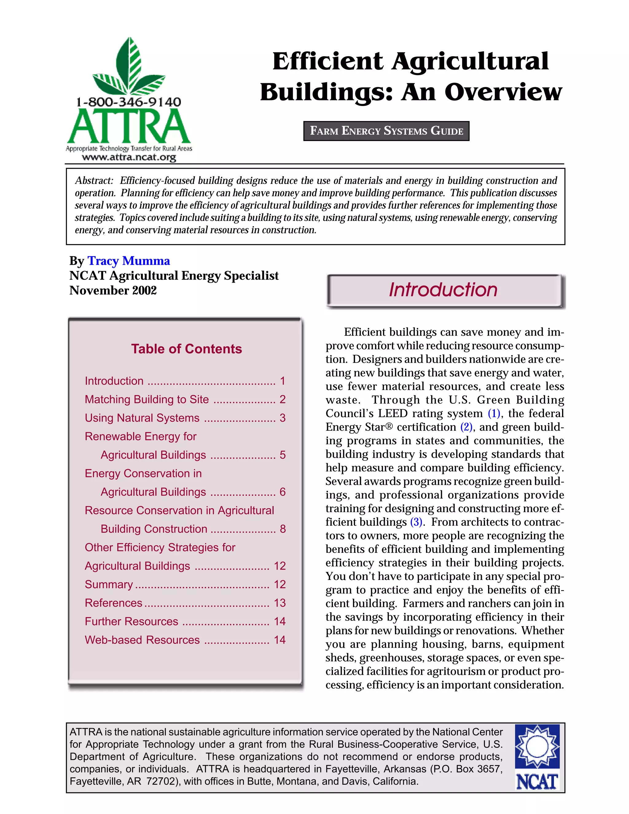 Efficient Agricultural Buildings: An Overview | PDF