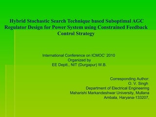 Hybrid Stochastic Search Technique based Suboptimal AGC Regulator ...