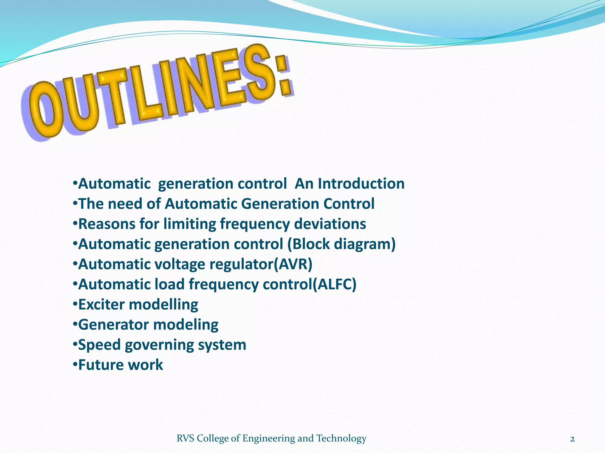 Automatic Generation Control | PPTX