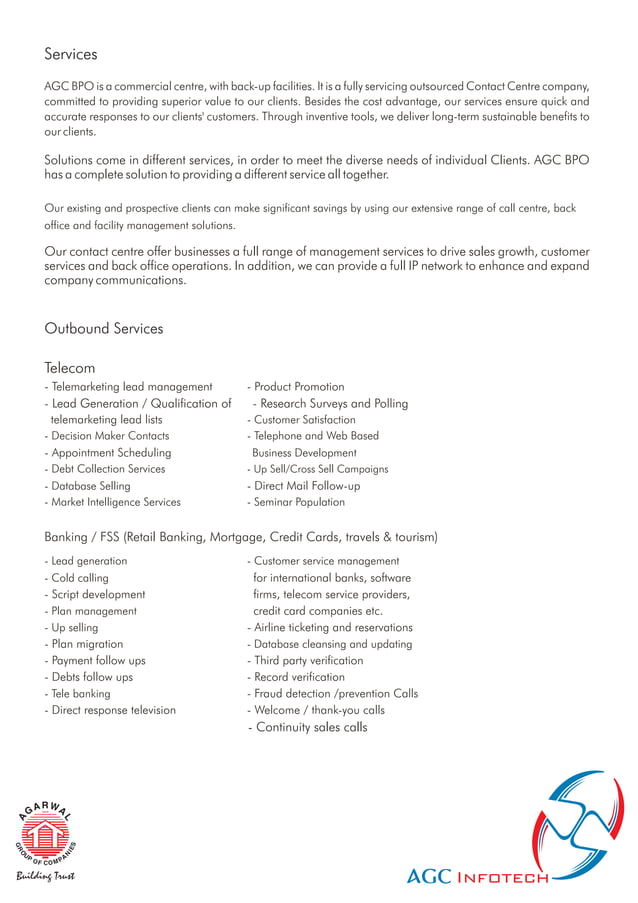Agc Bpo Company Profile | PDF | Information Services Industry | Industries