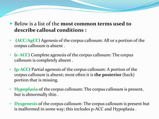 Agenesis of The Corpus Callosum ACC | PPTX | Brain and Nervous System ...