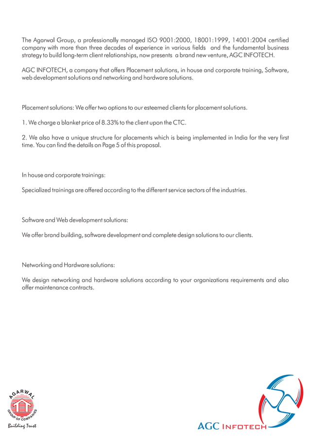 Agc Infotech Company Proposal | PDF