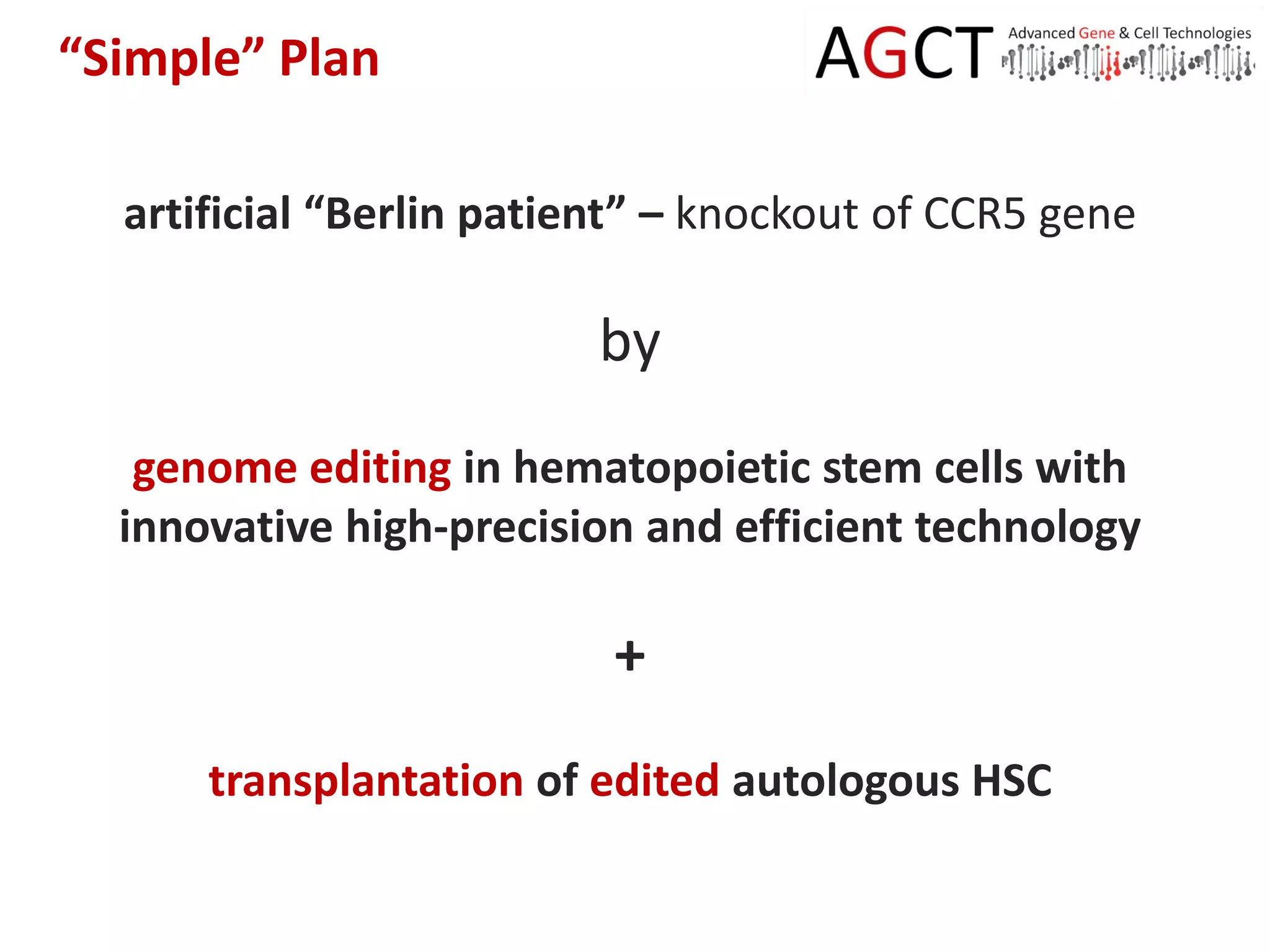 AGCT - cell gene therapy for HIV cure | PDF
