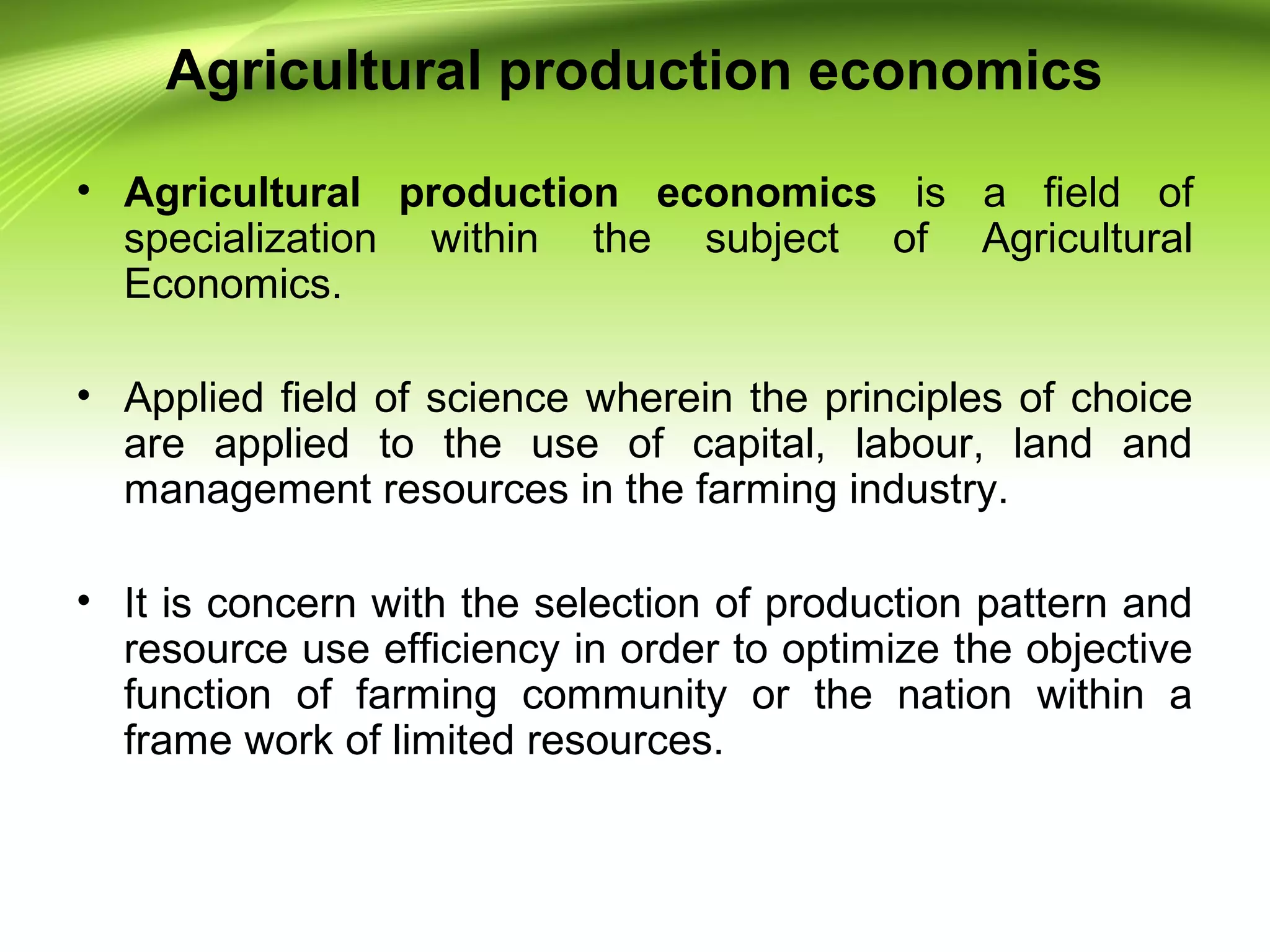 Agricultural Economics and Marketing | PPT