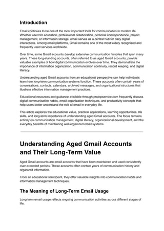 Educational Insights on Managing Aged Gmail Accounts for Digital ...