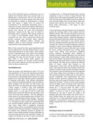 Age Differences In Listening To Music While Studying | PDF