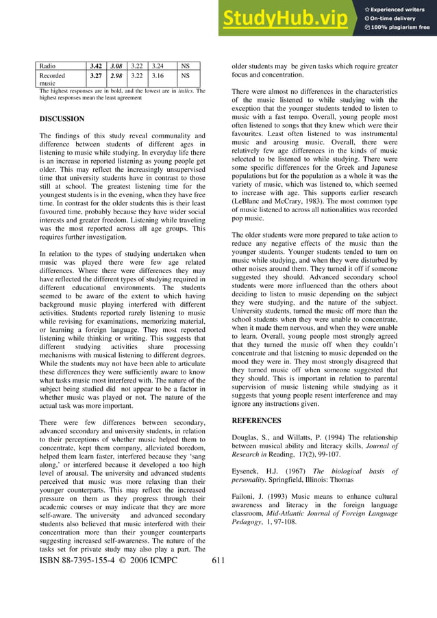 Age Differences In Listening To Music While Studying | PDF