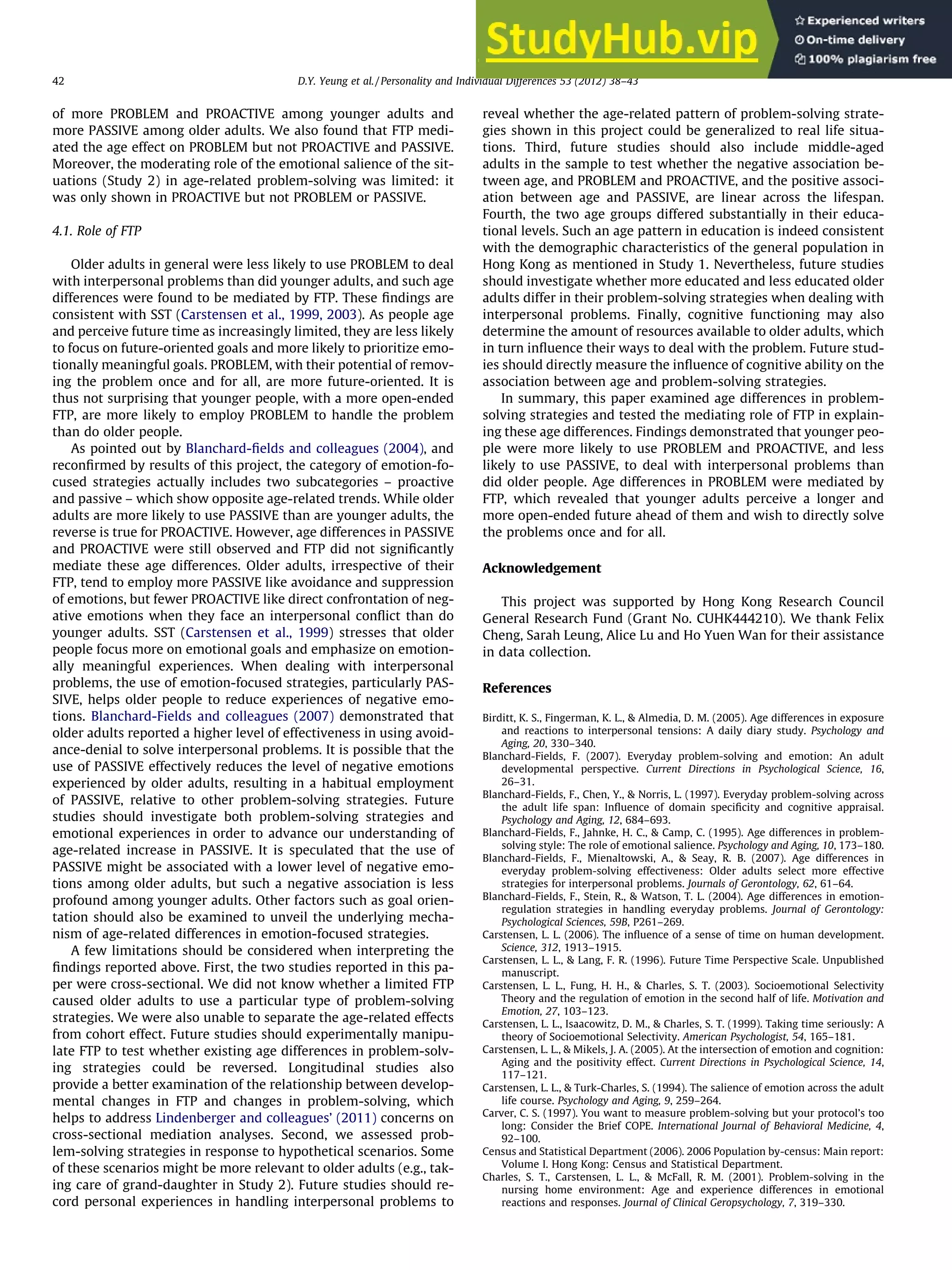 Age Differences In Problem Solving Strategies The Mediating Role Of Future Time Perspective | PDF