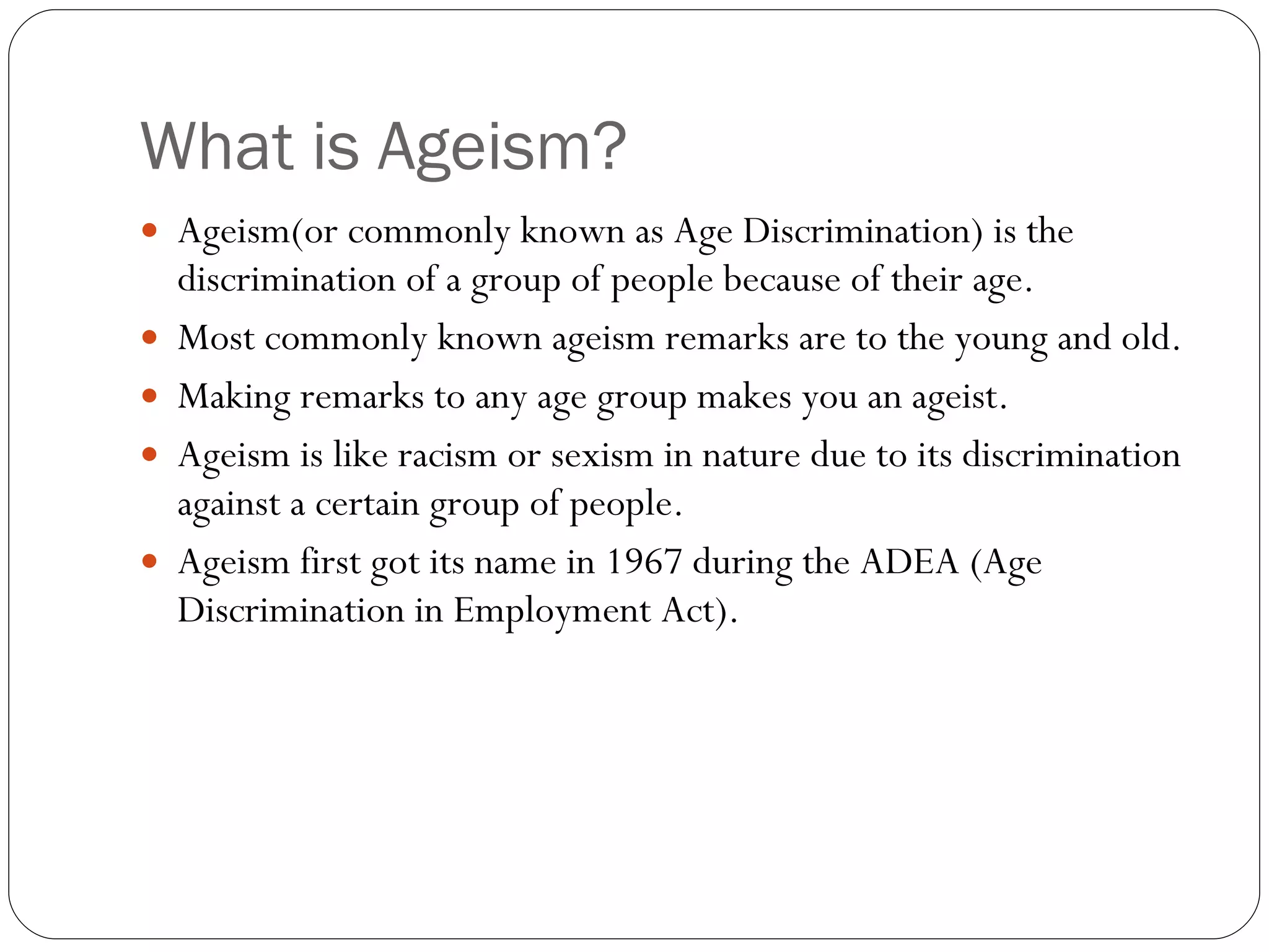 Ageism Power Point Presentation | PPT