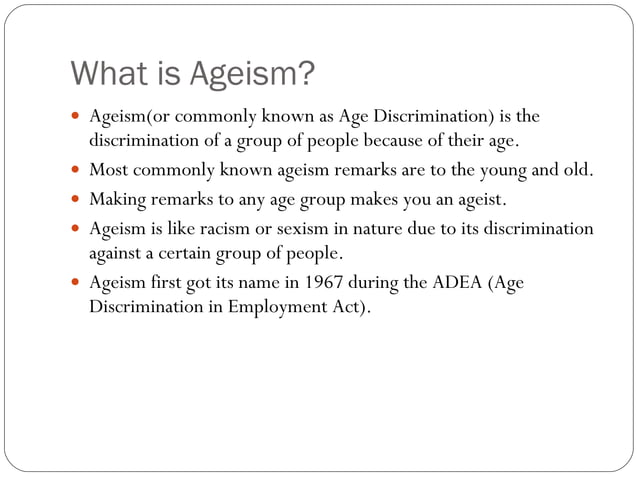 Ageism Power Point Presentation | PPT