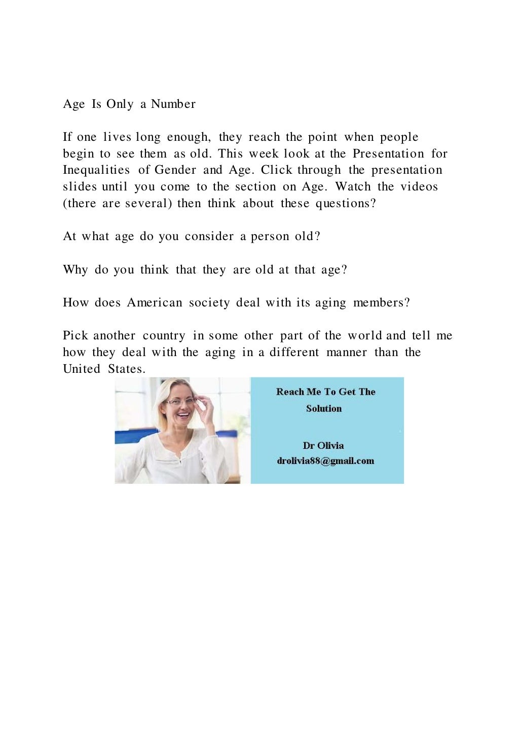Age Is Only a NumberIf one lives long enough, they reach the p | DOCX