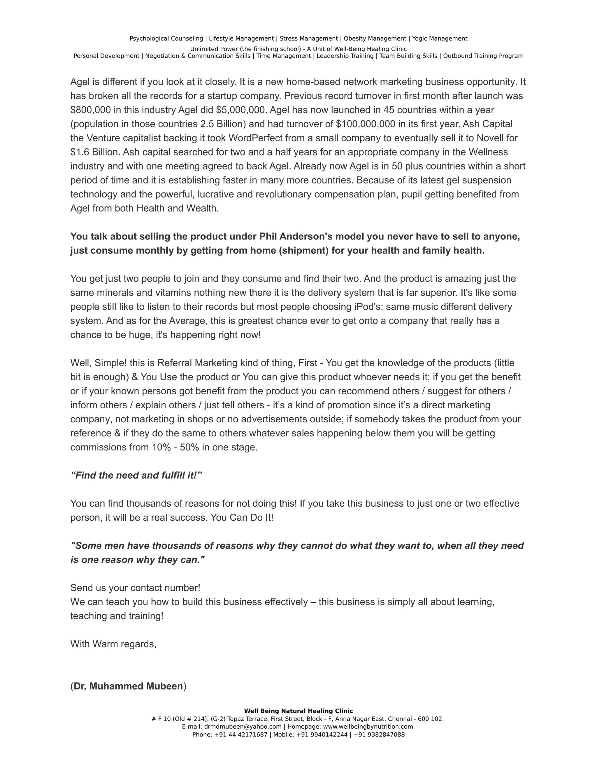 Agel Opportunity | PDF | Herbs and Supplements | Alternative Medicine