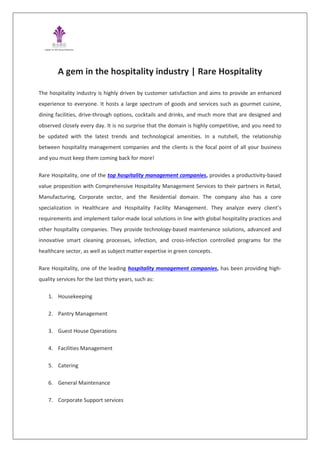 A gem in the hospitality industry | Rare Hospitality | PDF