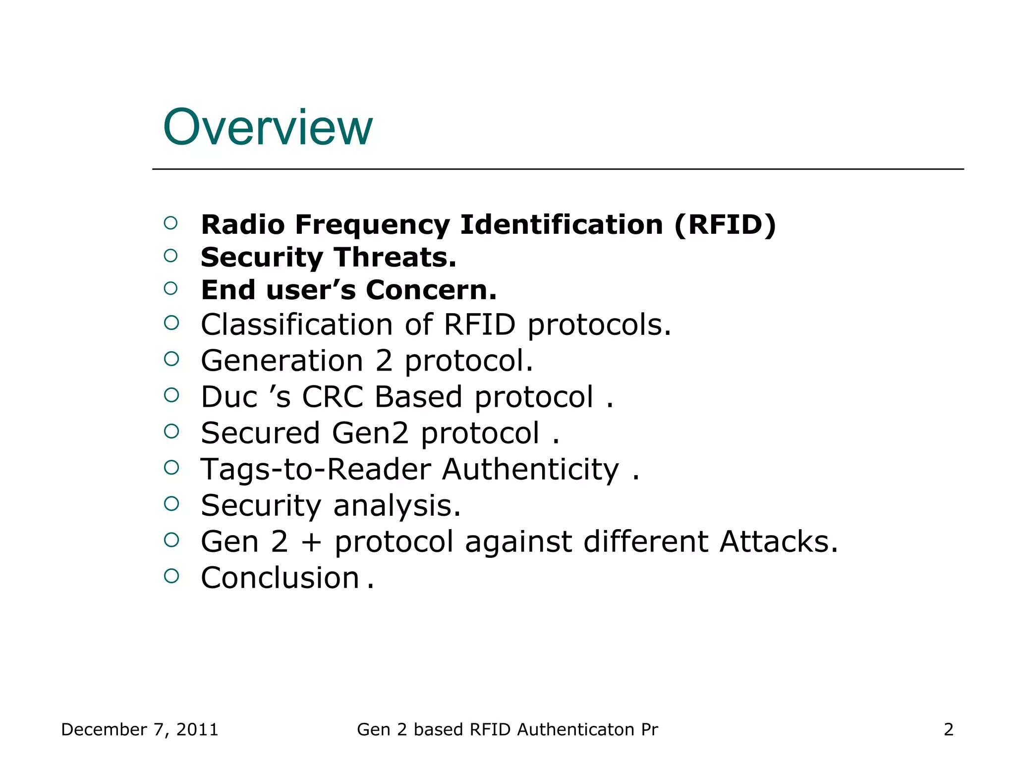 A Gen2 Based Rfid Authentication Protocol Ppt