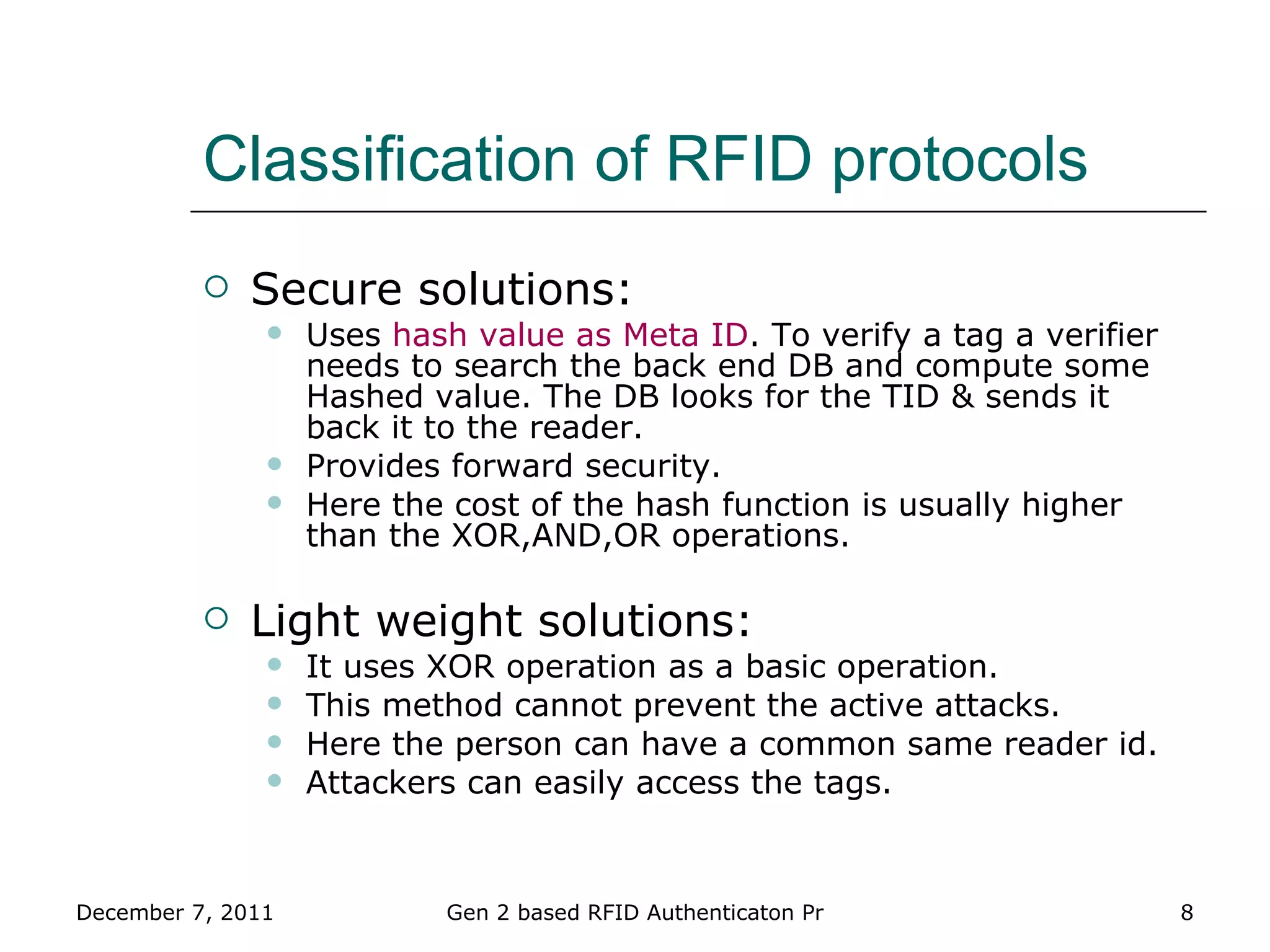 A Gen2 Based Rfid Authentication Protocol Ppt