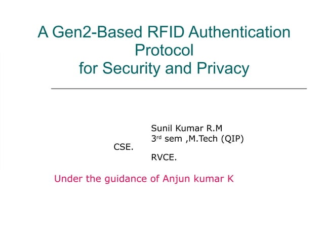 A gen2 based rfid authentication protocol | PPT