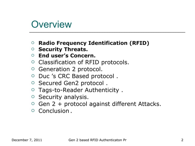 A gen2 based rfid authentication protocol | PPT
