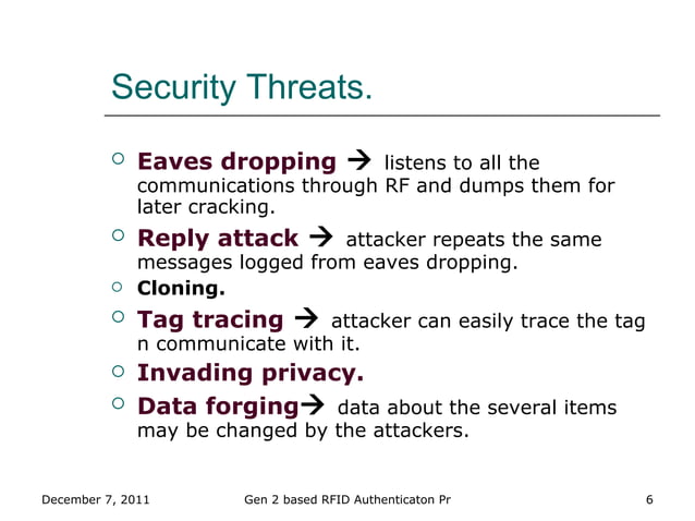 A Gen2 Based Rfid Authentication Protocol Ppt