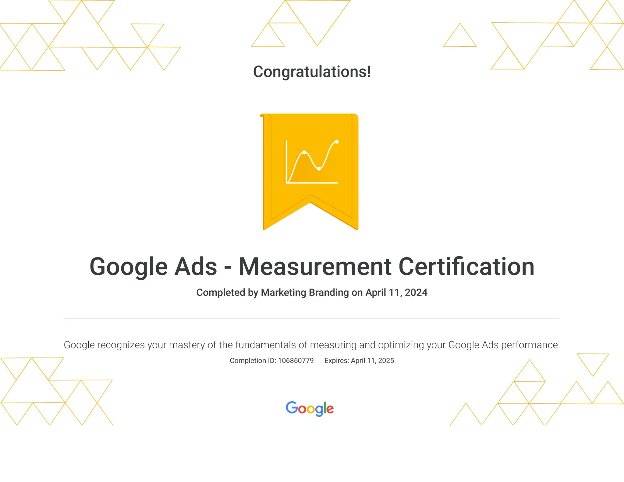 Agencia Marketing Branding Measurement Certification Google Ads Abril 2024 | PPT