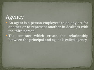 Agency presentation including agent right and duties | PPTX