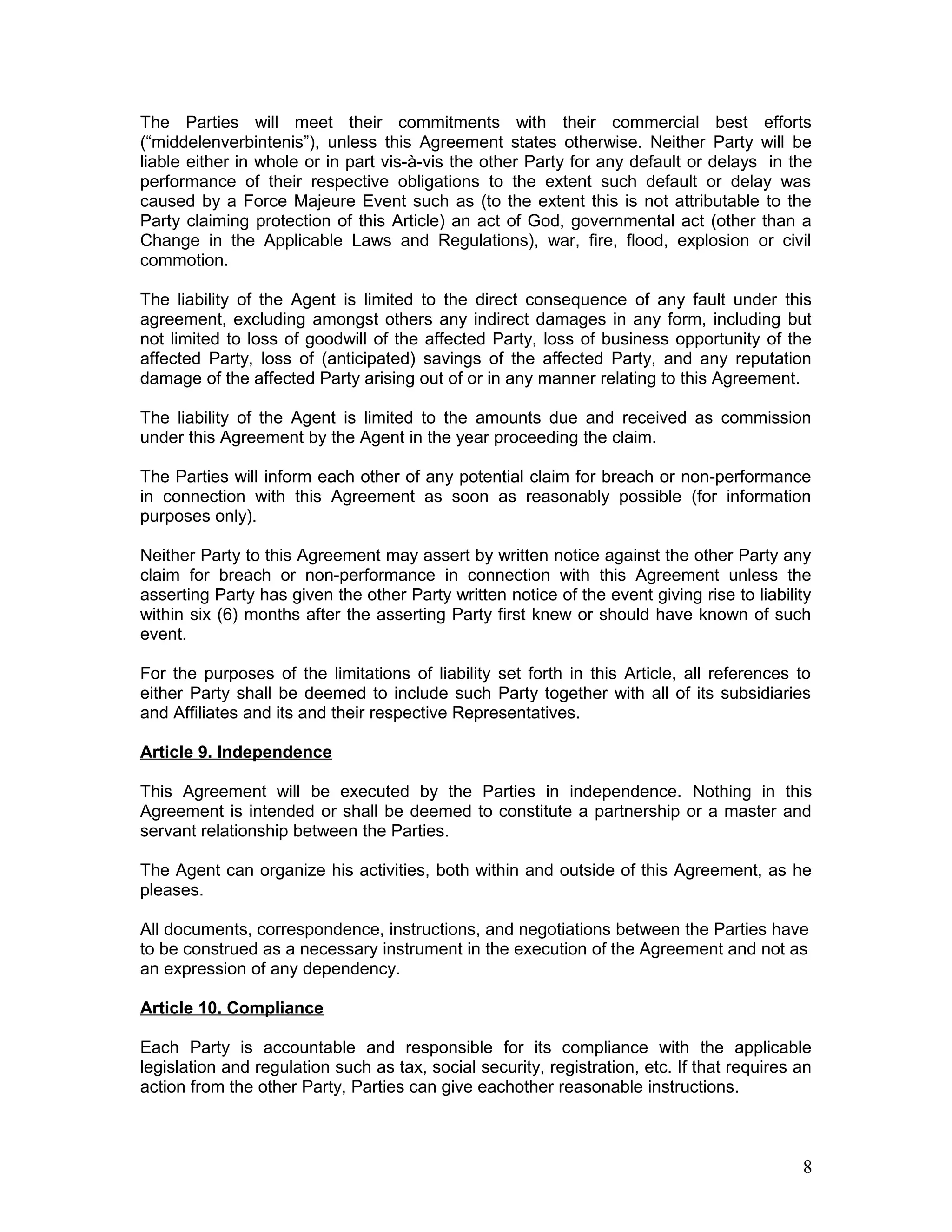 Agency agreement - example template | DOC