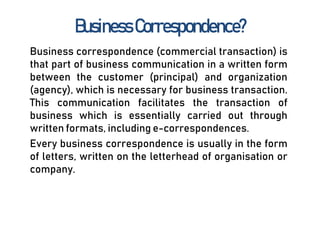 Agency Correspondences in Business: Its Significance and Types | PPTX