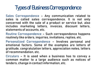 Agency Correspondences in Business: Its Significance and Types | PPTX