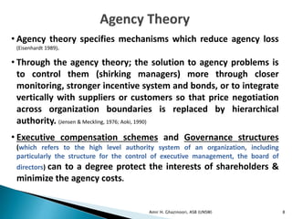 Agency & stewardship, A. Ghazinoori, Lecture 4, Advanced Theory in ...