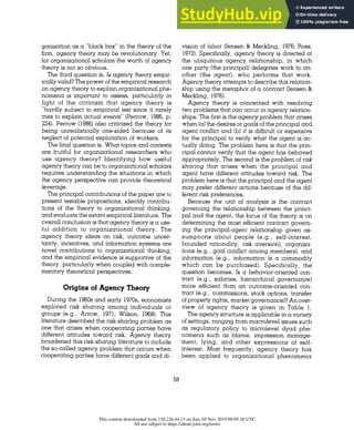 Agency Theory An Assessment And Review | PDF