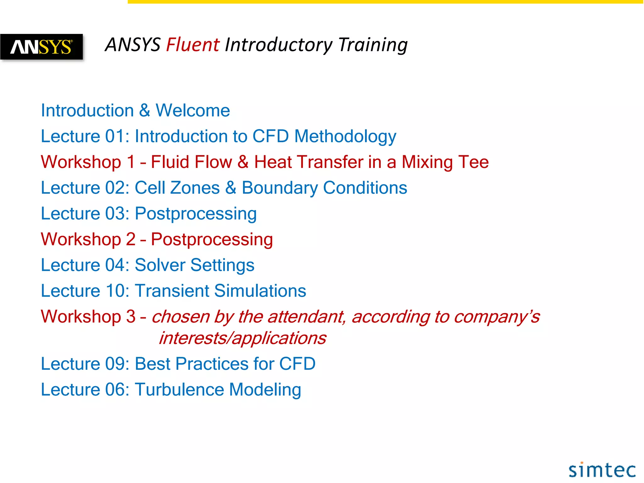 ANSYS CFD FEA Training Agenda | PPTX