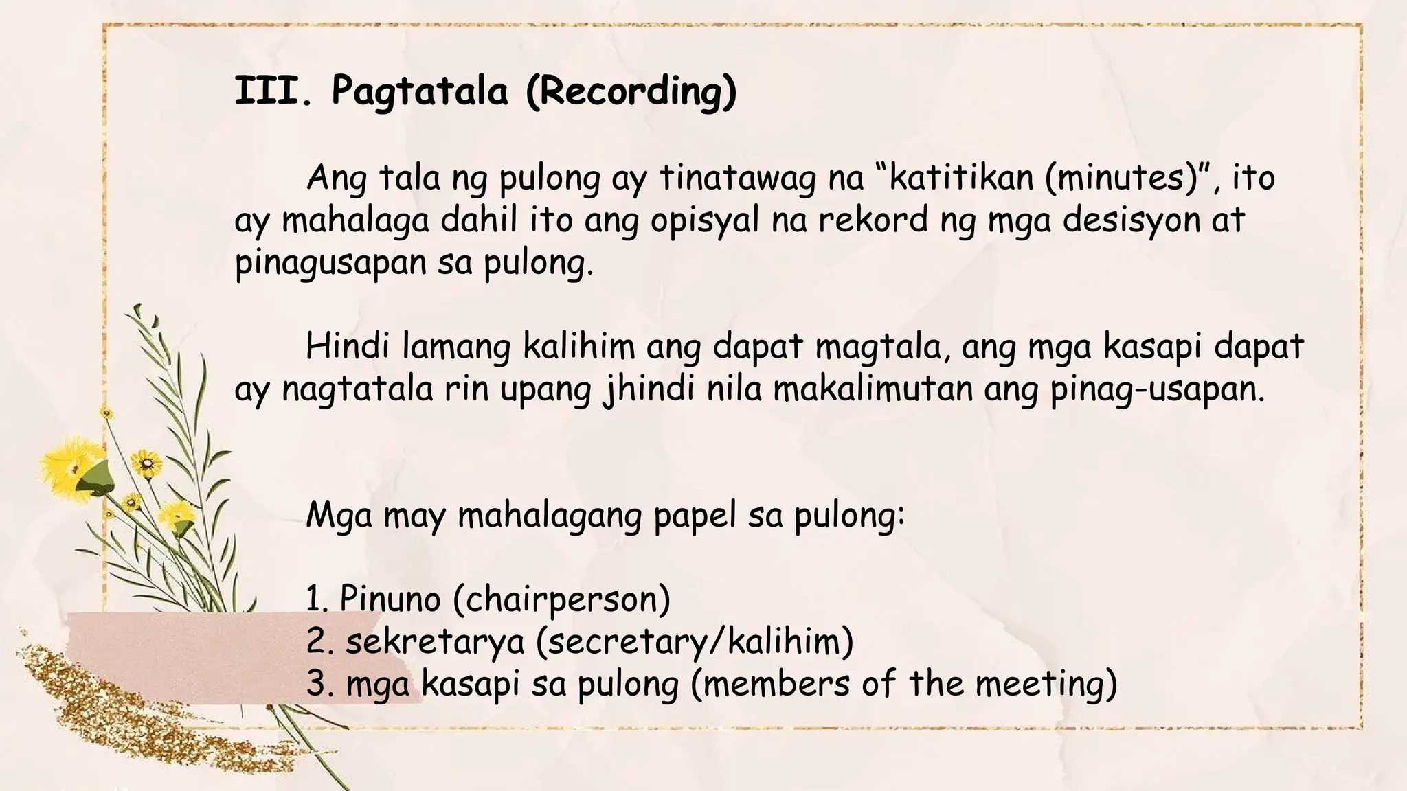 agenda report in piling larangan G12 school | PPTX