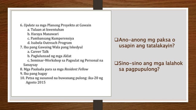 How to create, and make Agenda(Filipino) | PPTX