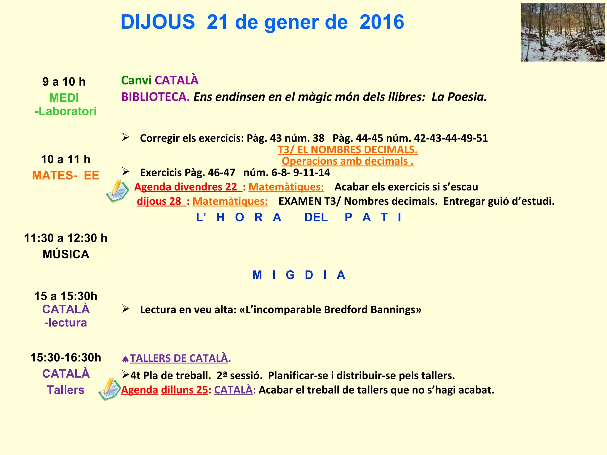 Agenda setmana 3-gener15-16 | PPT