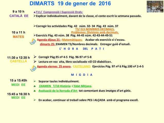 Agenda setmana 3-gener15-16 | PPT