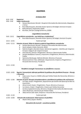 Agenda, joint SIGMA ReSPA PIFC regional conference, Skopje, 19 ...