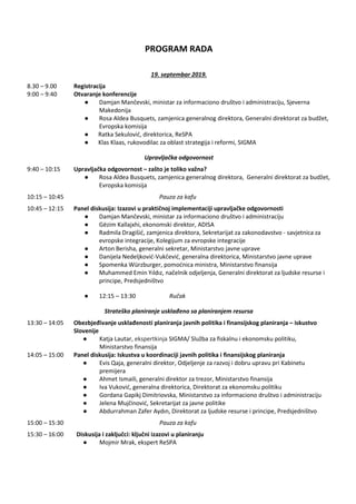 Agenda, joint SIGMA ReSPA PIFC regional conference, Skopje, 19 ...