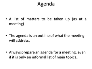 Agenda and meetings | PPT