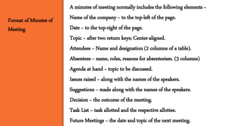Agenda and minutes of meeting | PPTX
