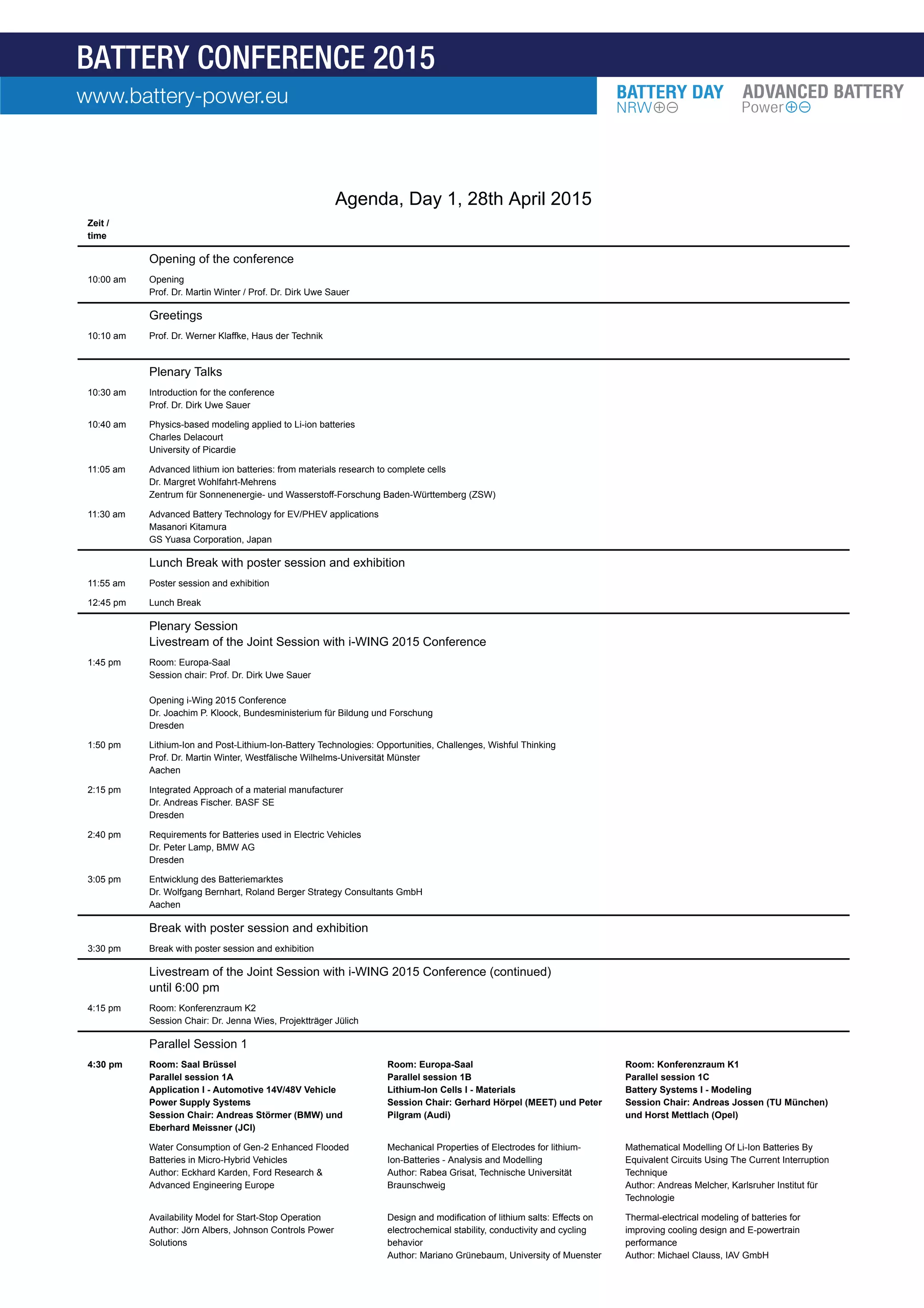 Aachen BATTERY CONFERENCE 2015 | PDF
