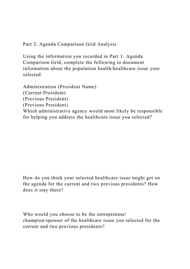 Agenda Comparison Grid And Fact Sheet Or Talking Points Brief Docx